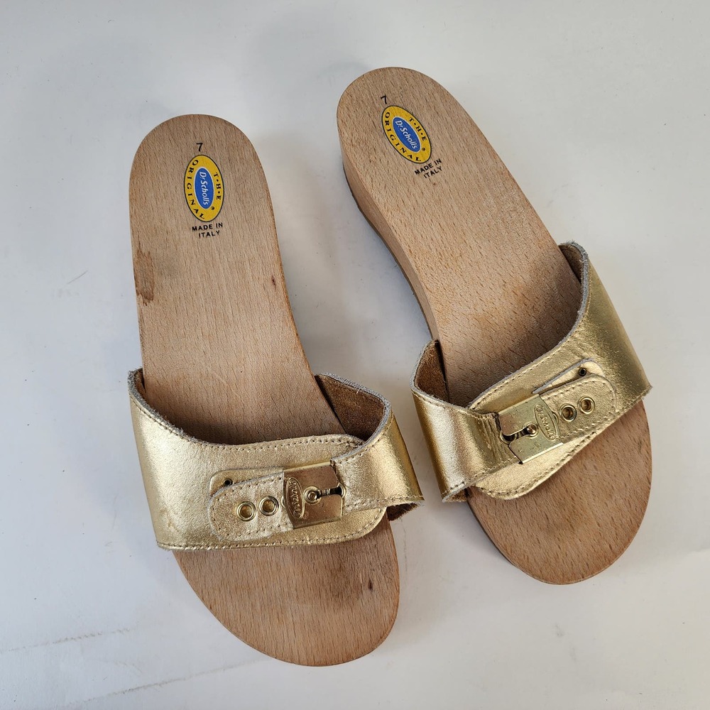 Dr. Scholl's Vintage Wooden Exercise Sandals Italy Go… - Gem